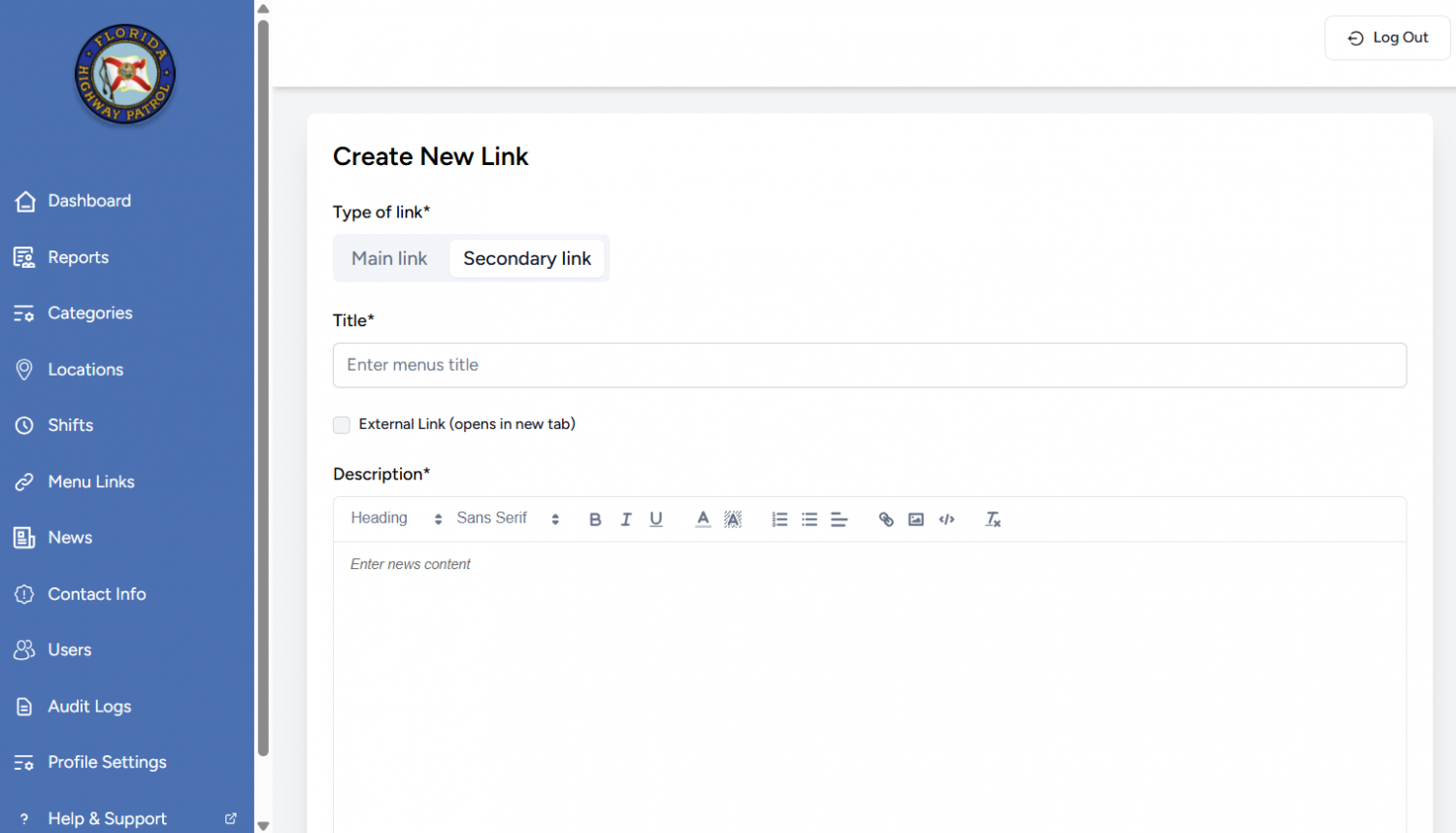 Links Section (Menu Items) – Shield Group Technologies